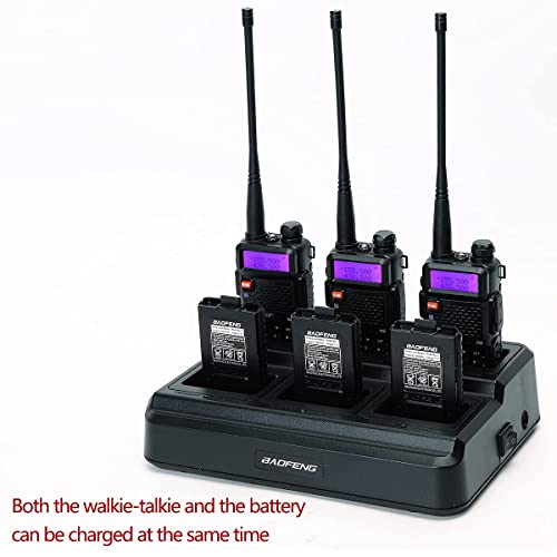 6Pack BAOFENG UV-5R Ham Radio Long Range Walkie Talkie FCC ID Handheld Two Way Radio with 6 Way Multi Gang Charger，Programming Cable