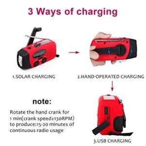 Solar Hand Crank Emergency Weather Radio,NOAA/AM/FM Portable Radio with 3 LED Flashlight 2000mAh Power Bank Cellphone Charger