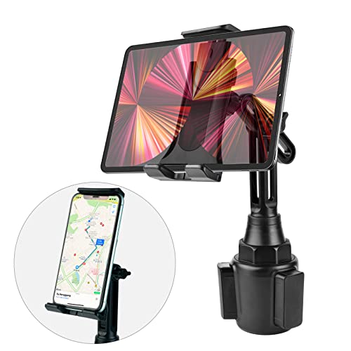 leQuiven Car Cup Phone Holder Tablet Cup Holder Mount Compatible for Samsung S23 Ultra/S23/S22 Ultra/Z Fold 4/S22/S21/S20/iPad/iPad Mini 6/iPhone 14 Pro Max 13 12 Series and Other Devices Under 13"