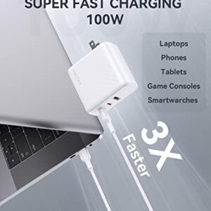 VOLTME 100W GaN III USB C Wall Charger (Foldable Plug), PD3.0 PPS USB-C Fast Charger 3-Port for MacBook Pro/Air, iPhone 14 13 12 11, Pixelbook, ThinkPad, Dell XPS, iPad Pro, Galaxy Note, Pixel, Pixel