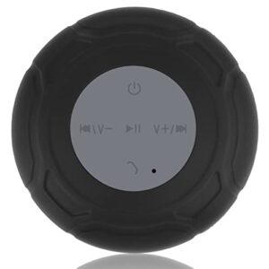 bluetooth shower speaker waterproof wireless mini small cute portable water resistant speaker suction cup, built-in mic speakerphone for kids, husbands, wife gift bathroom kitchen outdoor – black