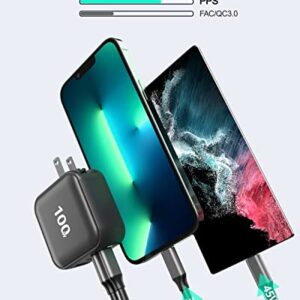 100W USB C Wall Charger, PD 3.0 PPS 4-Port GaN Super Fast Charger Type C Charging Station Foldable Power Adapter Travel Charger Block for MacBook Pro Air, iPhone 13, iPad Samsung Pixel Lenovo HP Dell