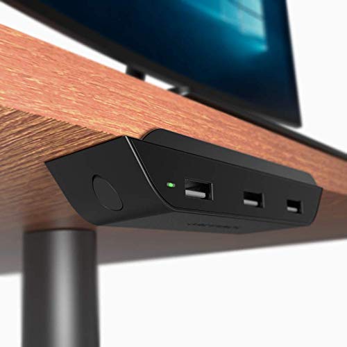 USB Multi Port Desktop Power Station QC3.0 Powered USB Hub Fast Charging 3 Port Desk Mounted Multi Charger (QuickCharge 3.0) Desktop Power Station - Compatible with All LG and Samsung Models (36W)