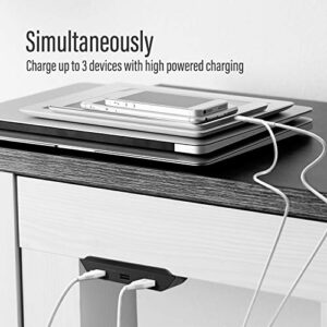 USB Multi Port Desktop Power Station QC3.0 Powered USB Hub Fast Charging 3 Port Desk Mounted Multi Charger (QuickCharge 3.0) Desktop Power Station - Compatible with All LG and Samsung Models (36W)