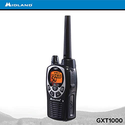 Midland GXT1000 GMRS Walkie Talkie - Long Range Two Way Radio with NOAA Weather Scan + Alert, 50 Channels, and 142 Privacy Codes (Black/Silver, 12 Radios)