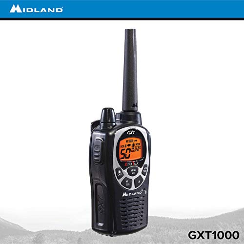 Midland GXT1000 GMRS Walkie Talkie - Long Range Two Way Radio with NOAA Weather Scan + Alert, 50 Channels, and 142 Privacy Codes (Black/Silver, 12 Radios)