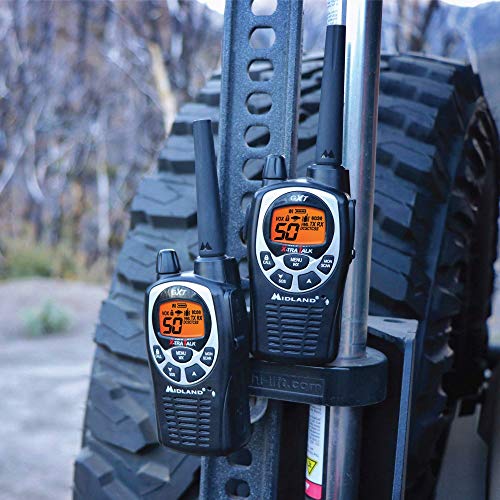 Midland GXT1000 GMRS Walkie Talkie - Long Range Two Way Radio with NOAA Weather Scan + Alert, 50 Channels, and 142 Privacy Codes (Black/Silver, 12 Radios)