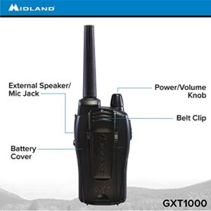 Midland GXT1000 GMRS Walkie Talkie - Long Range Two Way Radio with NOAA Weather Scan + Alert, 50 Channels, and 142 Privacy Codes (Black/Silver, 12 Radios)