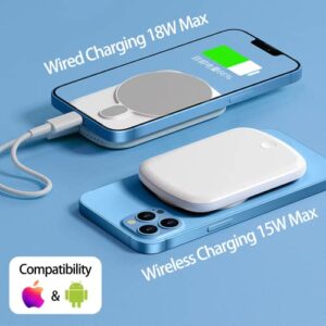 8AMTECH Portable Mag-Safe Charger, 10000mAh Wireless Power Bank 18W Fast Charging 20W Type C Quick Charge Back up Power Supply for iPhone14,13,12 Series