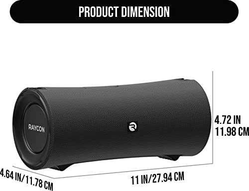 Raycon Fitness Speaker, Portable, IPX7 Waterproof, Dustproof, 36 Hr Battery, Microphone, Dual Drivers, TWS Multi-Link Stereo, Strap (Carbon Black)