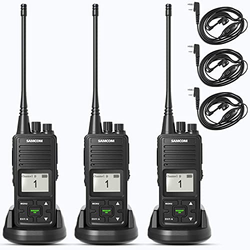 3000mAh SAMCOM 2 Way Radios Walkie Talkies Long Range Rechargeable, 3 Packs FPCN10A High Power Two Way Radios for Adult, Handheld Programmable UHF Radio Group Call for Business Construction Warehouse