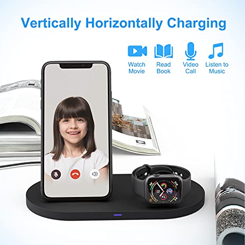 Eronli 3 in 1 Wireless Charger for Apple Products, Qi-Certified Fast Charging Station with 20W USB-C Power Adapter Compatible with Apple Watch SE 7 6 5 4 AirPods Pro/2 iPhone 13 12 11/Pro Max/X