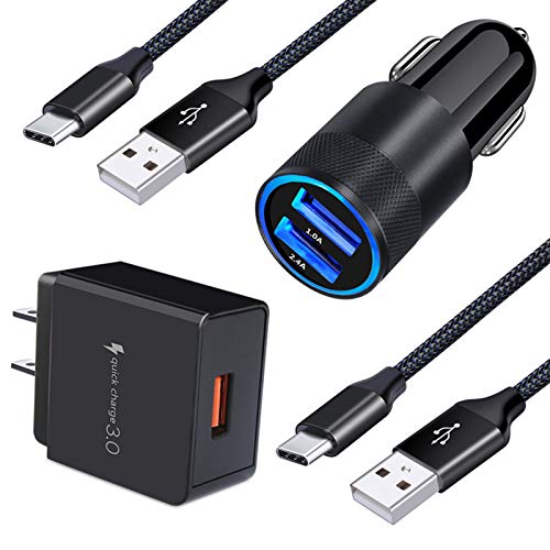 Car Charger Adapter+Quick Charge 3.0 Wall Charger Block Plug+6ft USB Type C Fast Charging Cable for Samsung Galaxy S23 S22 S21 S20 Ultra FE Plus 5G S10 Note20/10 Z Fold4/Flip4 A54 A34 A14 A03S A13 A20