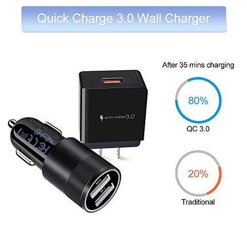 Car Charger Adapter+Quick Charge 3.0 Wall Charger Block Plug+6ft USB Type C Fast Charging Cable for Samsung Galaxy S23 S22 S21 S20 Ultra FE Plus 5G S10 Note20/10 Z Fold4/Flip4 A54 A34 A14 A03S A13 A20