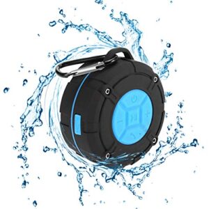 toproad portable shower speaker, ipx7 waterproof wireless outdoor speaker with hd sound, 2 suction cups, built-in mic, hands-free speakerphone for bathroom, pool, beach, hiking, bicycle