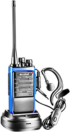 Arcshell Rechargeable Long Range Two-Way Radios with Earpiece Headsets 3 Pack Walkie Talkies Li-ion Battery and Charger Included