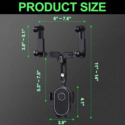 Rearview Mirror Phone Holder for Car, Rotatable and Retractable Car Phone Holder Mount, 360° Rotating Rear View Mirror Phone Holder Multifunctional Adjustable Mount for All Smartphones and Cars