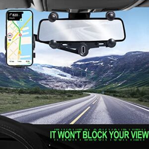 Rearview Mirror Phone Holder for Car, Rotatable and Retractable Car Phone Holder Mount, 360° Rotating Rear View Mirror Phone Holder Multifunctional Adjustable Mount for All Smartphones and Cars