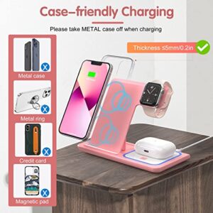 3 in 1 Charging Station for Apple Products, Fast Charging Wireless Charger for iPhone 14/13/12/11/Pro/XS/XR/X/SE/8/8 Plus, Charging Dock for Apple Watch 8/7/6/5/4/3/2/AirPods(with Adapter)