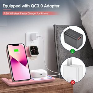 3 in 1 Charging Station for Apple Products, Fast Charging Wireless Charger for iPhone 14/13/12/11/Pro/XS/XR/X/SE/8/8 Plus, Charging Dock for Apple Watch 8/7/6/5/4/3/2/AirPods(with Adapter)