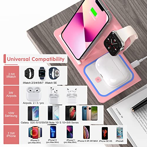 3 in 1 Charging Station for Apple Products, Fast Charging Wireless Charger for iPhone 14/13/12/11/Pro/XS/XR/X/SE/8/8 Plus, Charging Dock for Apple Watch 8/7/6/5/4/3/2/AirPods(with Adapter)