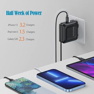 ENEGON 15000mAh Portable Phone Charger, Small Fast Charging Power Bank with Built-in AC Wall Plug and Cable, 3 Outputs & Dual Inputs, USB-C PD&QC 3.0 External Battery Pack for iPhone & Android