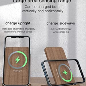 GAMDER Walnut Wood Wireless Charger,15W Max Double Coil Fast Wireless Charging Stand Compatible with iPhone 13/13 Pro Max/12/11/XR/X/8,AirPods Pro,Samsung S22/S21/Note 20 Ultra(No Adapter) (Brown)