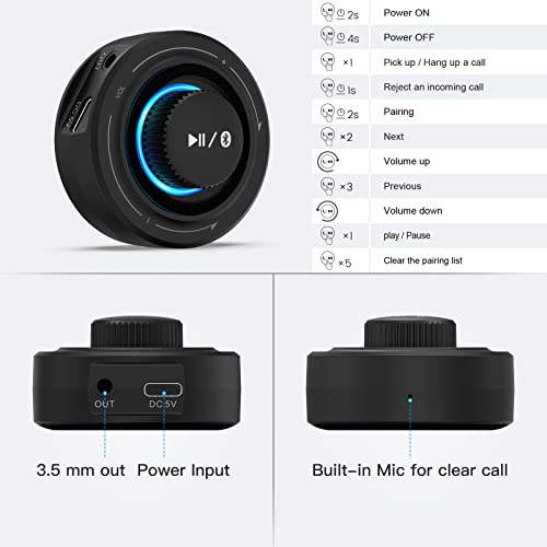 Lavales B06T4 Bluetooth 5.2 Receiver adpter Dual Link Low Latency/HD Audio, Aux Bluetooth Audio Receiver Adapter for Car,Home Stereo,Wired Speaker