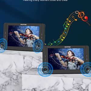 WONNIE 10.5" Dual Portable DVD Player for Car, Headrest Kids CD Players with Two Headphones Built-in 5 Hours Rechargeable Battery, Support USB/SD/MMC,AV Out & in,Regions Free (1 Player+1 Monitor)