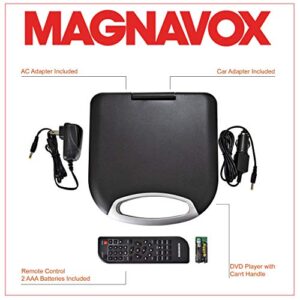 Magnavox MTFT750-BK Portable 7 inch TFT DVD/CD Player with Remote Control and Car Adapter in Black | Rechargeable Battery | Headphone Jack | Built-In Speakers |