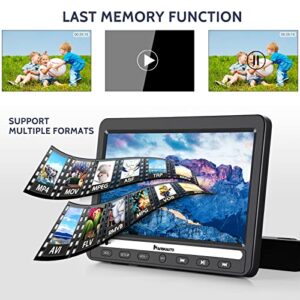 NAVISKAUTO 10.5" Dual Screen DVD/CD Player for Car with HDMI Input, Two Mounting Brackets, Rechargeable Battery, Support USB Playback and Region Free