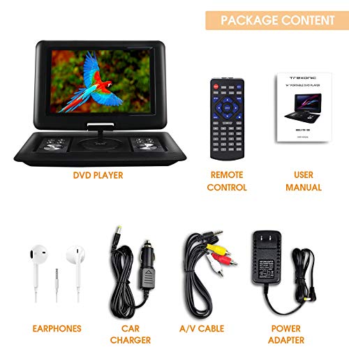 Trexonic 14.1" Portable DVD Player with Tft-LCD Screen and USB/SD/AV Inputs