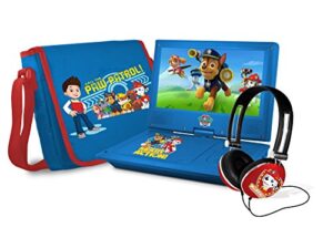 ematic npw7221pw nickelodeons paw patrol theme portable dvd player with 9-inch swivel screen, travel bag and headphones, blue