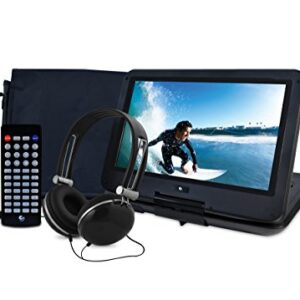 Ematic Portable DVD Player with 12-inch LCD Swivel Screen, Travel Bag, Headphones and Remote Control, Black