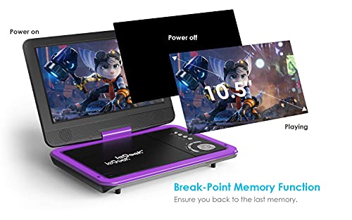 ieGeek 12.5" Purple Portable DVD Player and Car Headrest Mount Holder Strap Case, Car Travel DVD Players 5 Hrs Rechargeable Battery, Region-Free Video Player for Kids Elderly, Remote Control, Sync TV