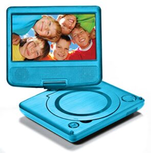 lexibook portable dvd player for kids, 7″ lcd screen, 2 built-in stereo speakers, usb port, built-in rechargeable battery, blue, dvdp1