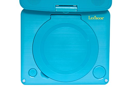 LEXiBOOK Portable DVD Player for Kids, 7" LCD Screen, 2 Built-In Stereo Speakers, USB Port, Built-In Rechargeable Battery, Blue, DVDP1