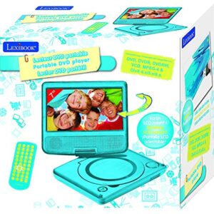 LEXiBOOK Portable DVD Player for Kids, 7" LCD Screen, 2 Built-In Stereo Speakers, USB Port, Built-In Rechargeable Battery, Blue, DVDP1