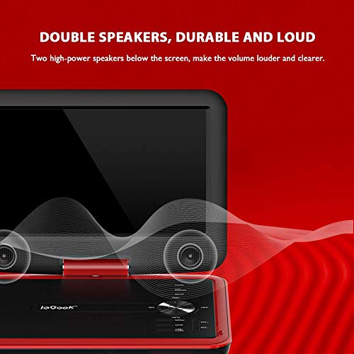 ieGeek 11.5'' Black and Red Portable DVD Player