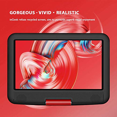 ieGeek 11.5'' Black and Red Portable DVD Player