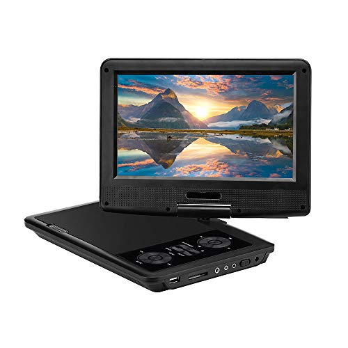 GOFEI Portable DVD Player, Built in 4 Hours Rechargeable Battery, with High Resolution, 9 inch DVD Player Swivel Screen, Support DVD, VCD, MP3