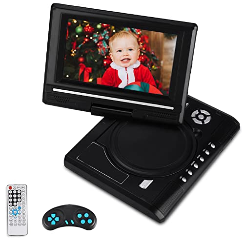 7inch Portable DVD Player, Vbestlife Mini Car CD TV/Game Function Swivel 16:9 Screen Large Memory with Rechargeable Battery for Car/Home/Outdoor(US)