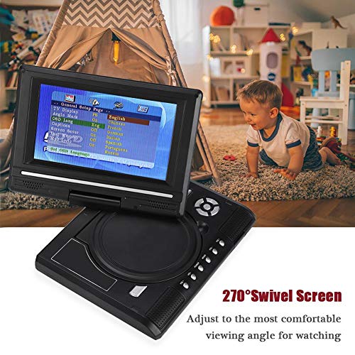 7inch Portable DVD Player, Vbestlife Mini Car CD TV/Game Function Swivel 16:9 Screen Large Memory with Rechargeable Battery for Car/Home/Outdoor(US)