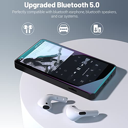 PECSU MP3 Player with Bluetooth and WiFi, 5" IPS Full Touch Screen Android Streaming MP4 MP3 Player with Spotify and Speaker Supports Custom APK Installation, Expandable up to 1TB