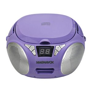 Magnavox MD6924-PL Portable Top Loading CD Boombox with AM/FM Stereo Radio in Purple | CD-R/CD-RW Compatible | LED Display | AUX Port Supported | Programmable CD Player |