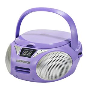 Magnavox MD6924-PL Portable Top Loading CD Boombox with AM/FM Stereo Radio in Purple | CD-R/CD-RW Compatible | LED Display | AUX Port Supported | Programmable CD Player |