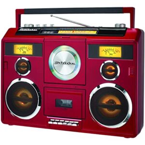 Studebaker Sound Station Portable Stereo Boombox with Bluetooth/CD/AM-FM Radio/Cassette Recorder (Red)