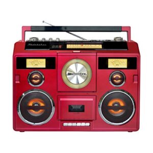 Studebaker Sound Station Portable Stereo Boombox with Bluetooth/CD/AM-FM Radio/Cassette Recorder (Red)