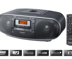 Panasonic RX-D55GC-K Boombox - High Power Portable Stereo AM/FM Radio, MP3 CD, Tape Recorder with USB & Music Port Sound with 2-Way 4-Speaker (Black)