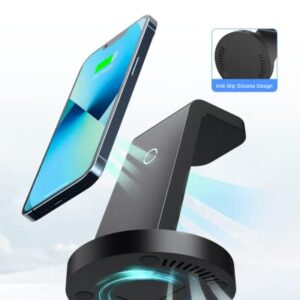 Wireless Charging Station, 3 in 1 Wireless Charger for iPhone 14/13/12/11/Pro/Max/SE/XS/XR/X/8 Plus/8, Fast Wireless Charging Stand Dock for Apple Watch Series & Airpods(with Adapter)